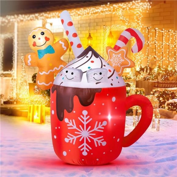 Holiday | 6 Ft Christmas Inflatable Hot Cocoa Mug Decor With Builtin ...